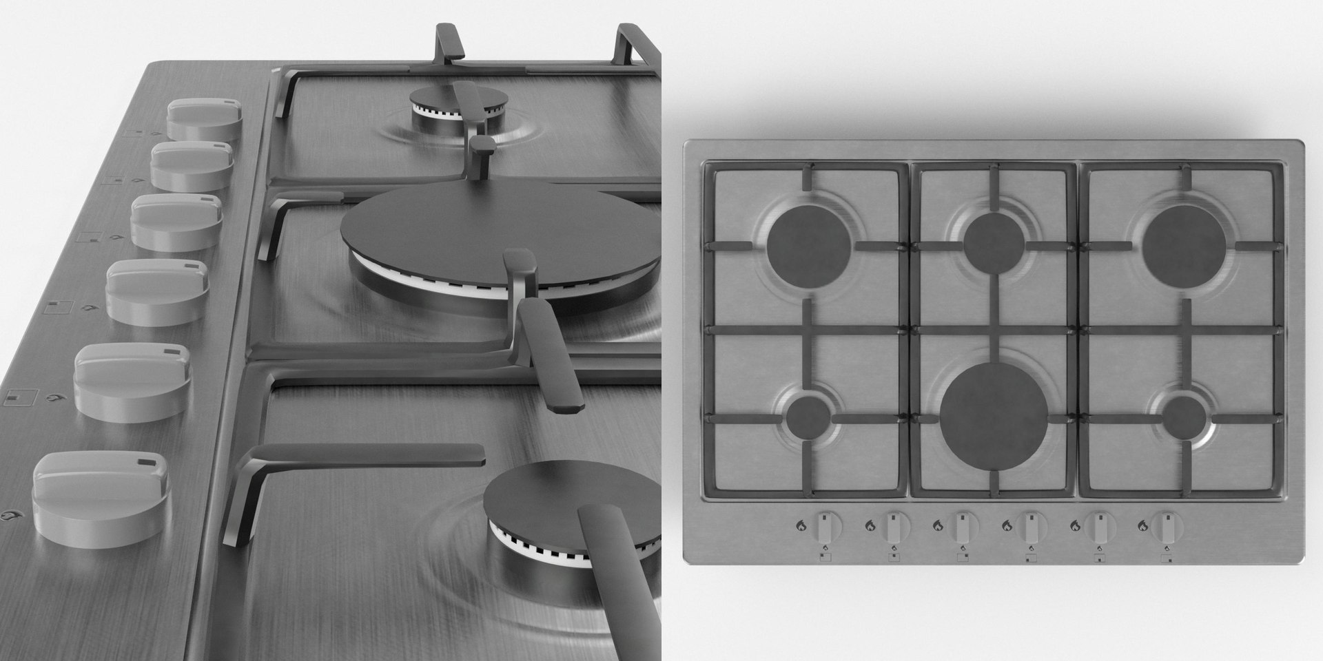 6 Burners Gas Hob Model - TurboSquid 1995863