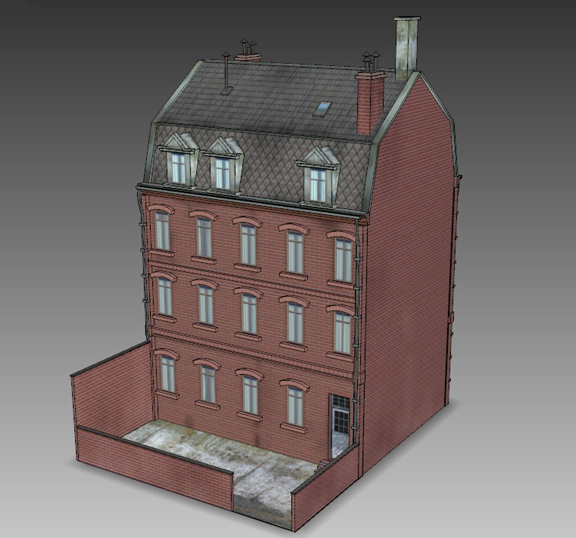 3d Model City Block Building 08