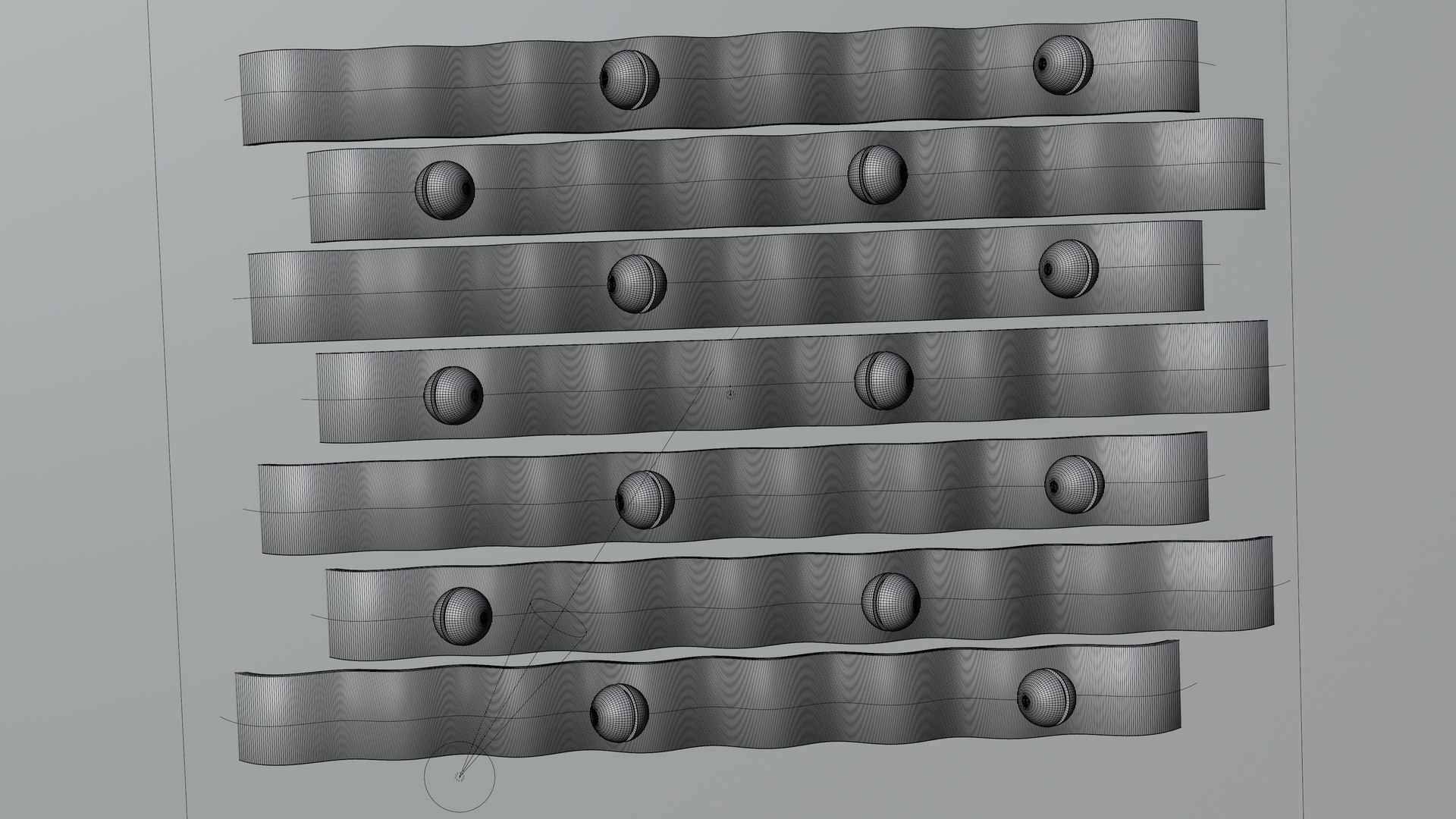 3D looping animation of metal balls rolling on a wavy surface model ...