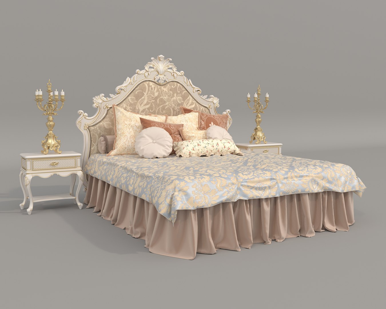 Classic European Style Bed Set 62 3D - TurboSquid 2316138