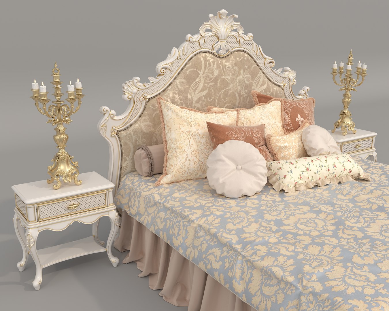 Classic European Style Bed Set 62 3D - TurboSquid 2316138