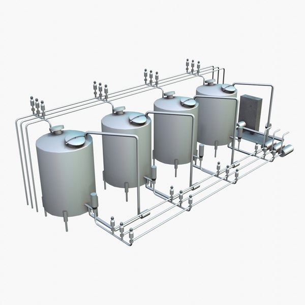 modelo 3d Tanques con tuberías - equipos industriales - TurboSquid 2003038