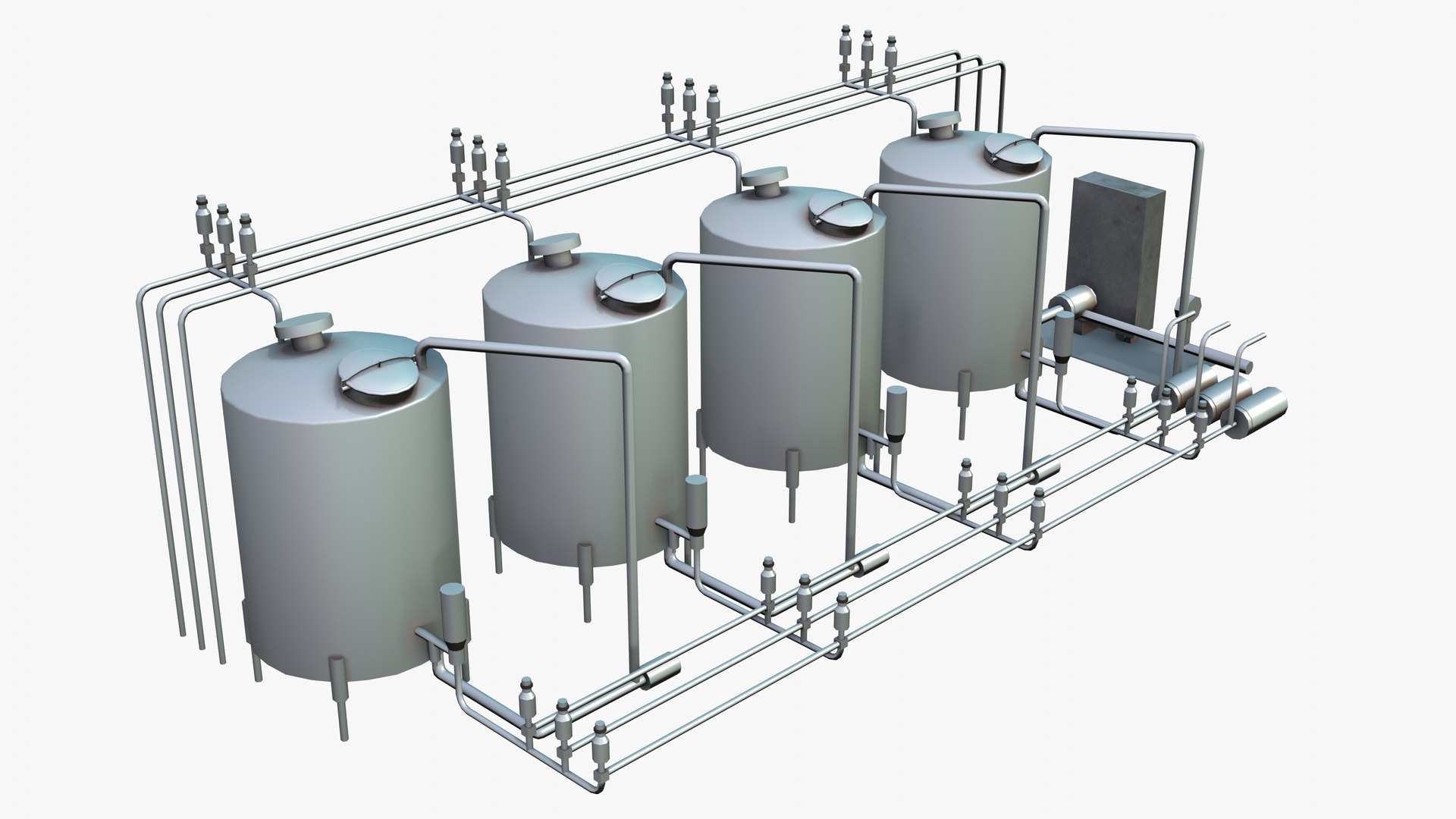 3D Model Tanks With Pipes - Industrial Equipment - TurboSquid 2003038