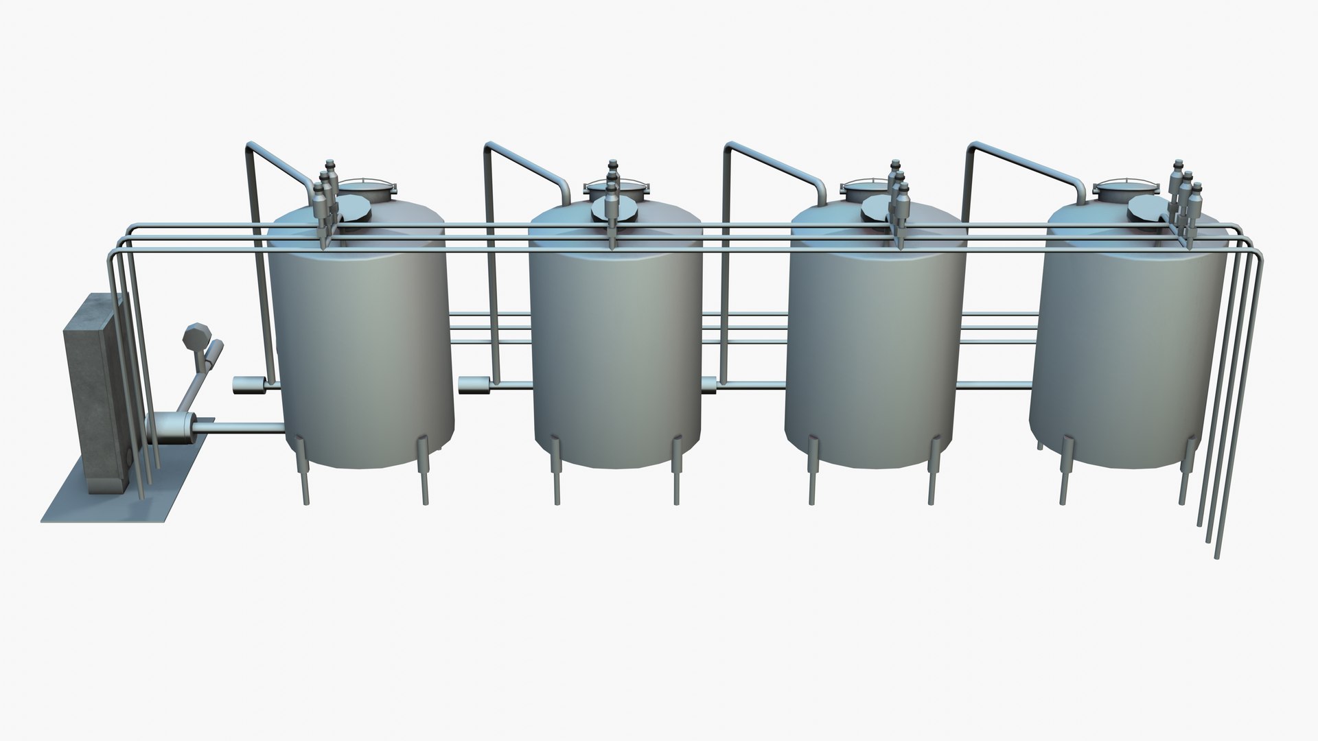 3D Model Tanks With Pipes - Industrial Equipment - TurboSquid 2003038