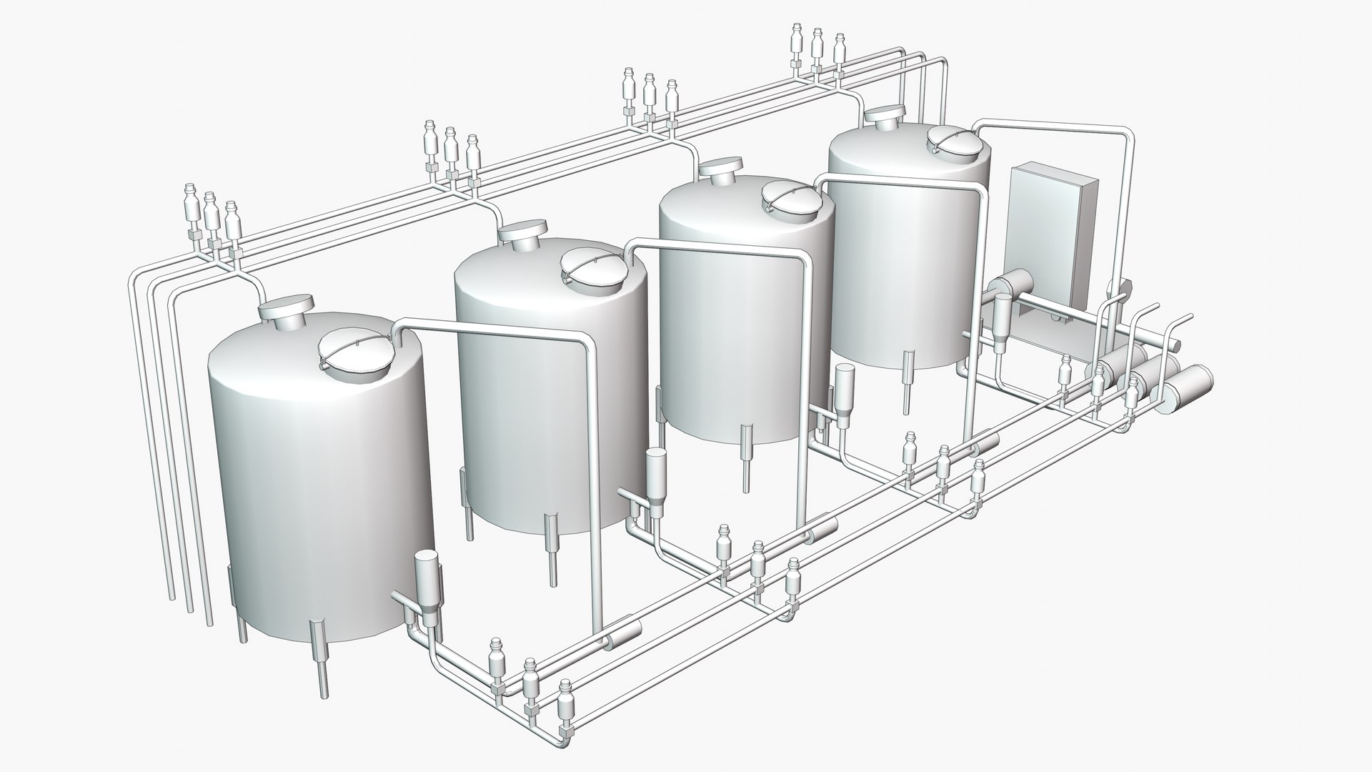 3D Model Tanks With Pipes - Industrial Equipment - TurboSquid 2003038