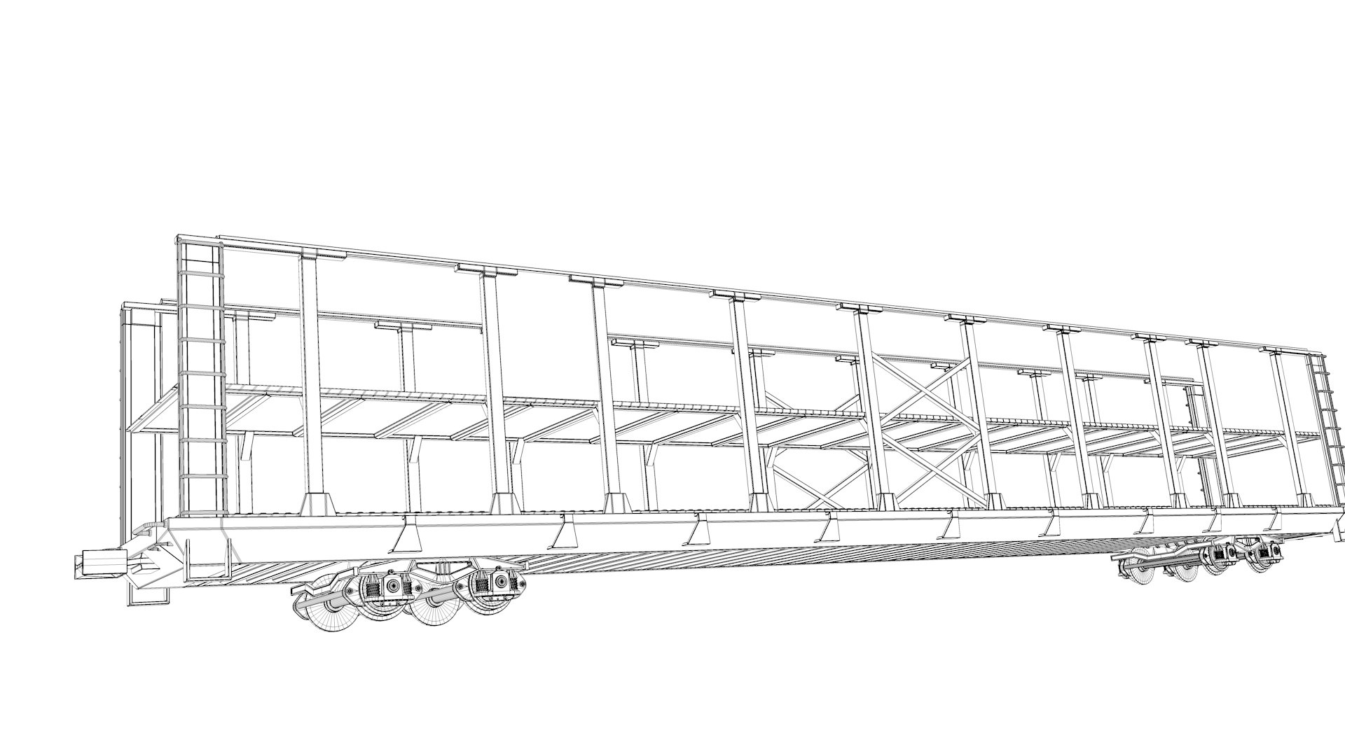 3D Model Generic Auto Rack Train Car - TurboSquid 2380710