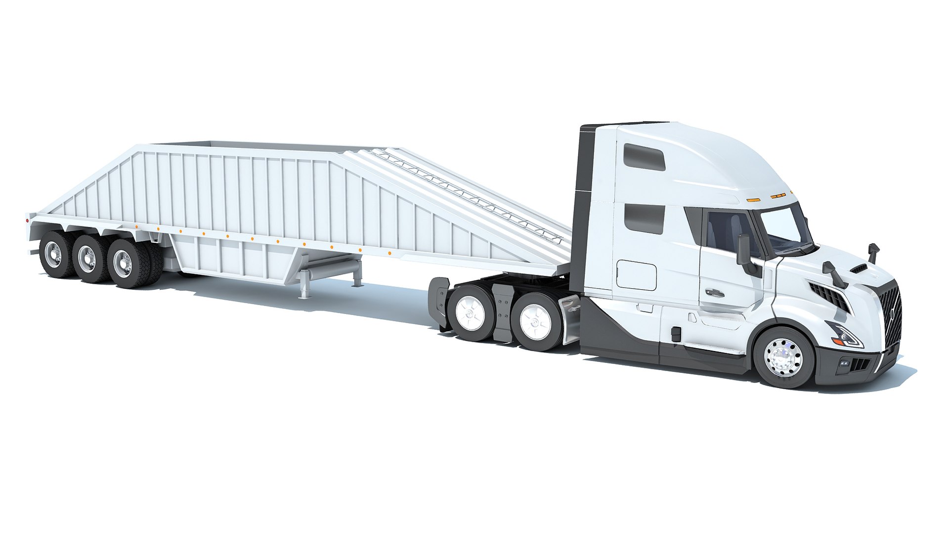 2024 Semi Truck With Bottom Dump Trailer Model - TurboSquid 2222829