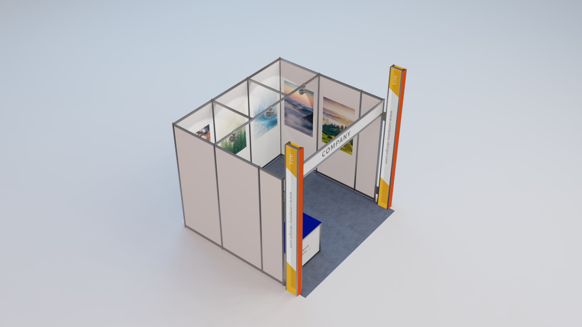 Exhibition Trade Show Booth Basic Side Large Square Luminous Signage Model - TurboSquid 2032102