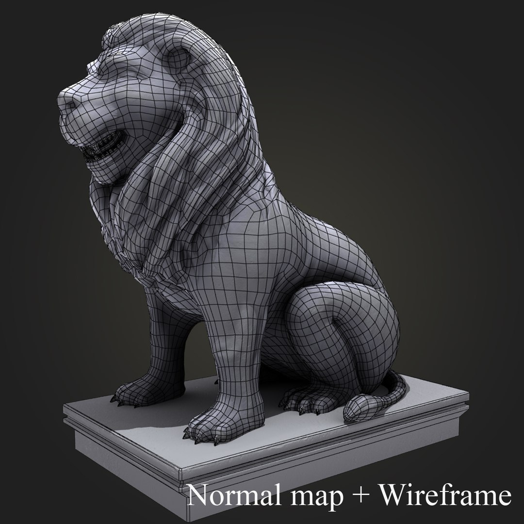 3d Lion Sitting Statue