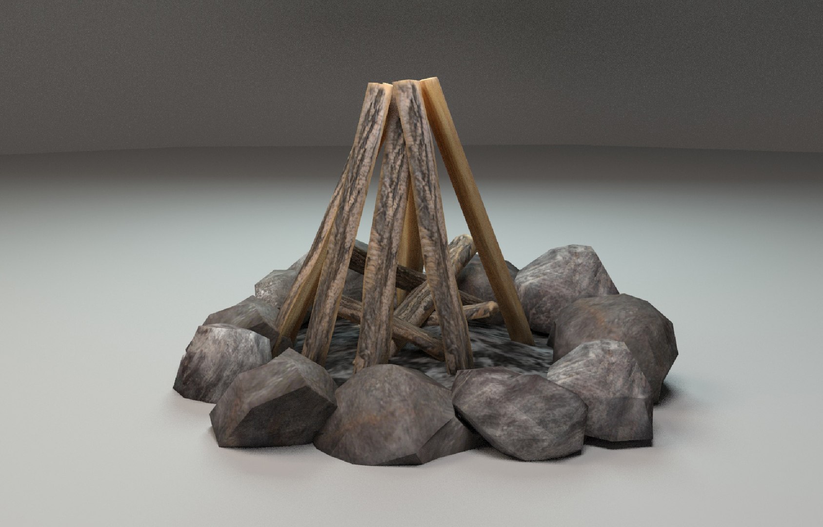 3D Model Camp Fire LowPoly And Parts - TurboSquid 2043709