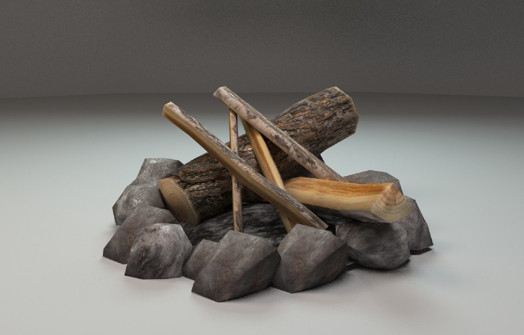 3D Model Camp Fire LowPoly And Parts - TurboSquid 2043709