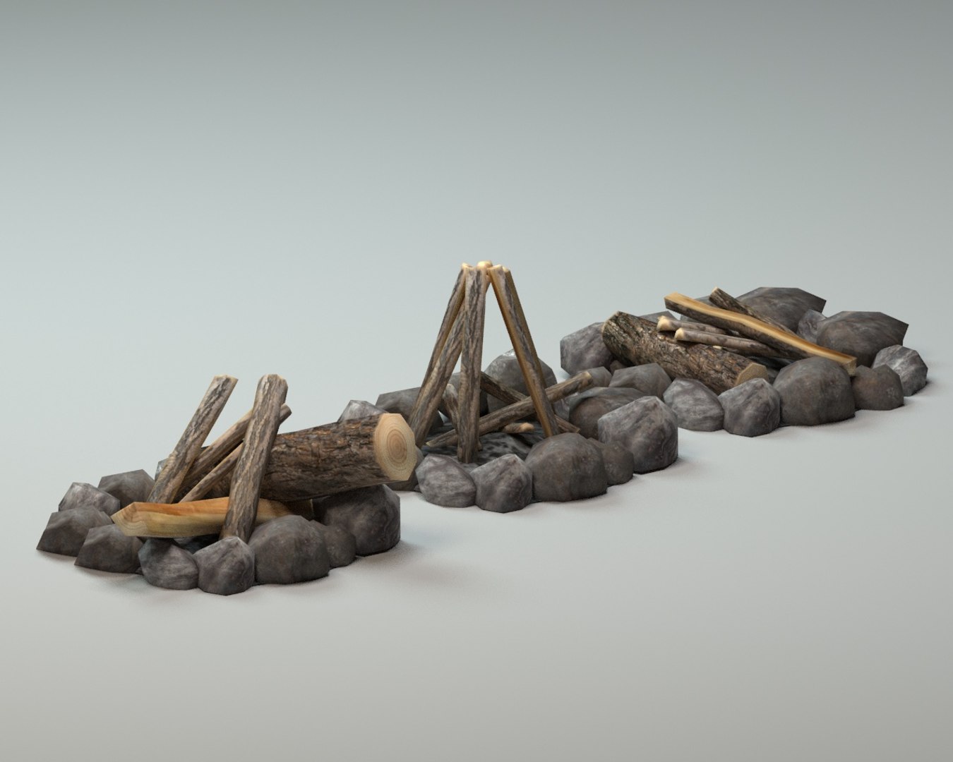 3D Model Camp Fire LowPoly And Parts - TurboSquid 2043709
