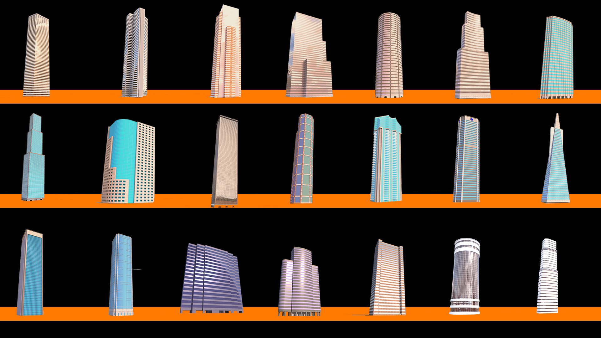 A Collection Of One Hundred High-detailed Skyscrapers 3D Model ...