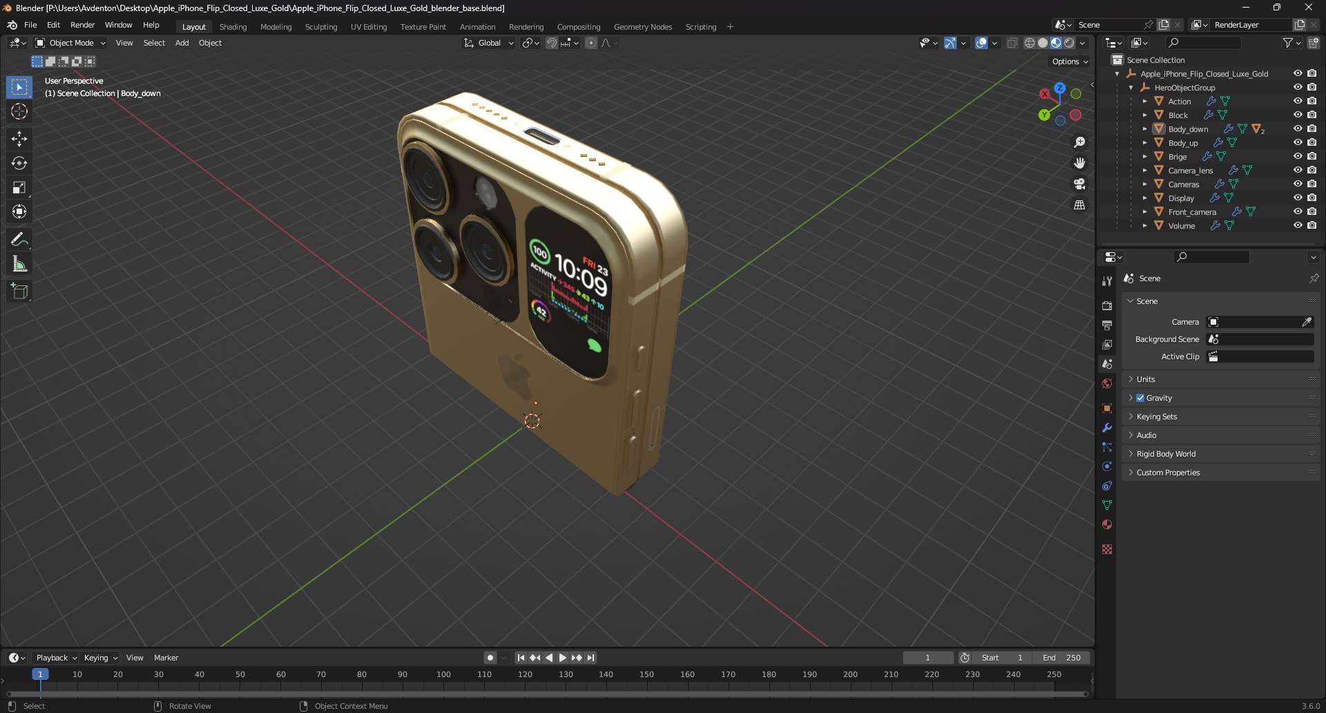 Apple IPhone Flip Closed Luxe Gold Model - TurboSquid 2318909