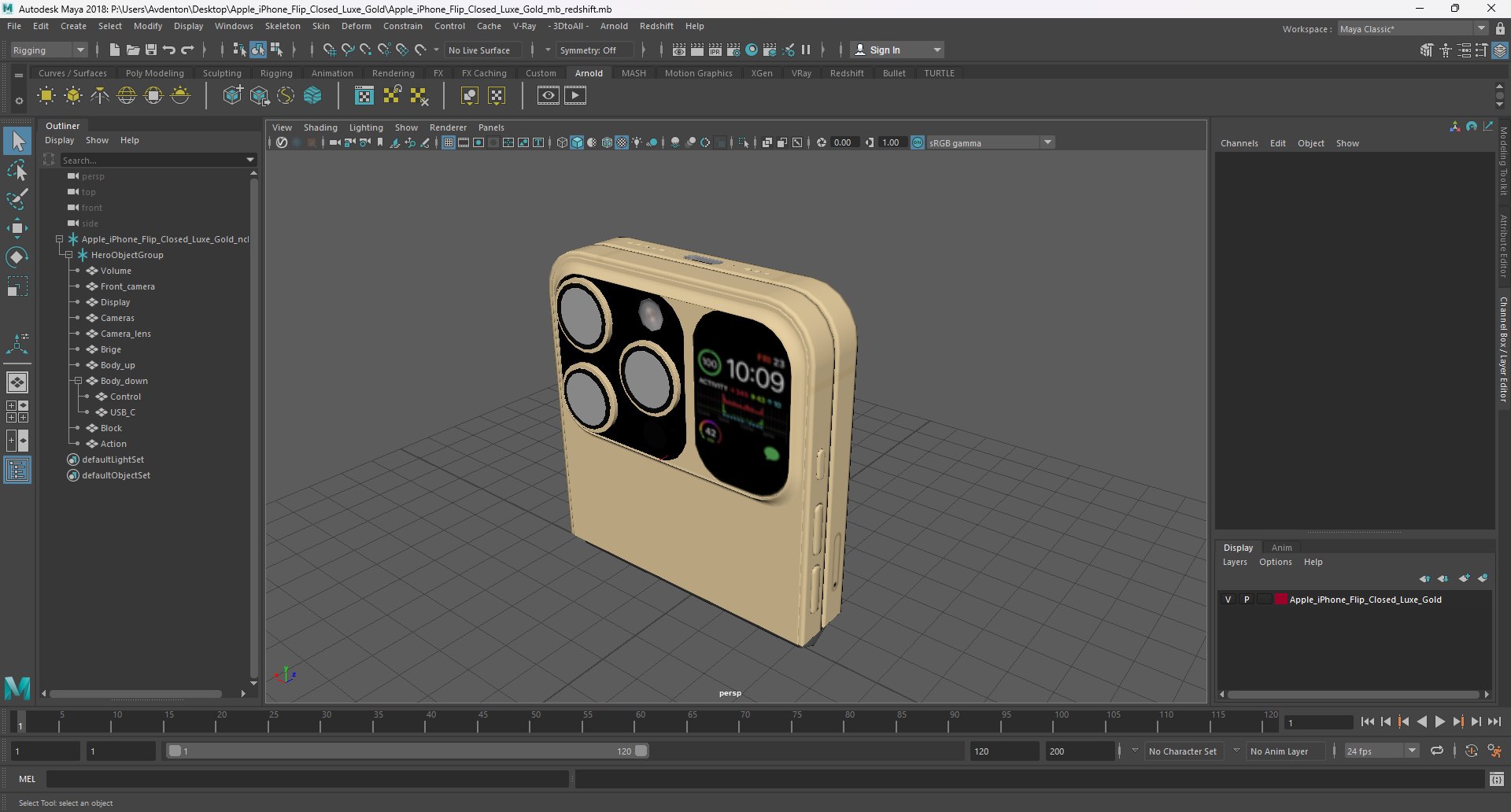 Apple IPhone Flip Closed Luxe Gold Model - TurboSquid 2318909