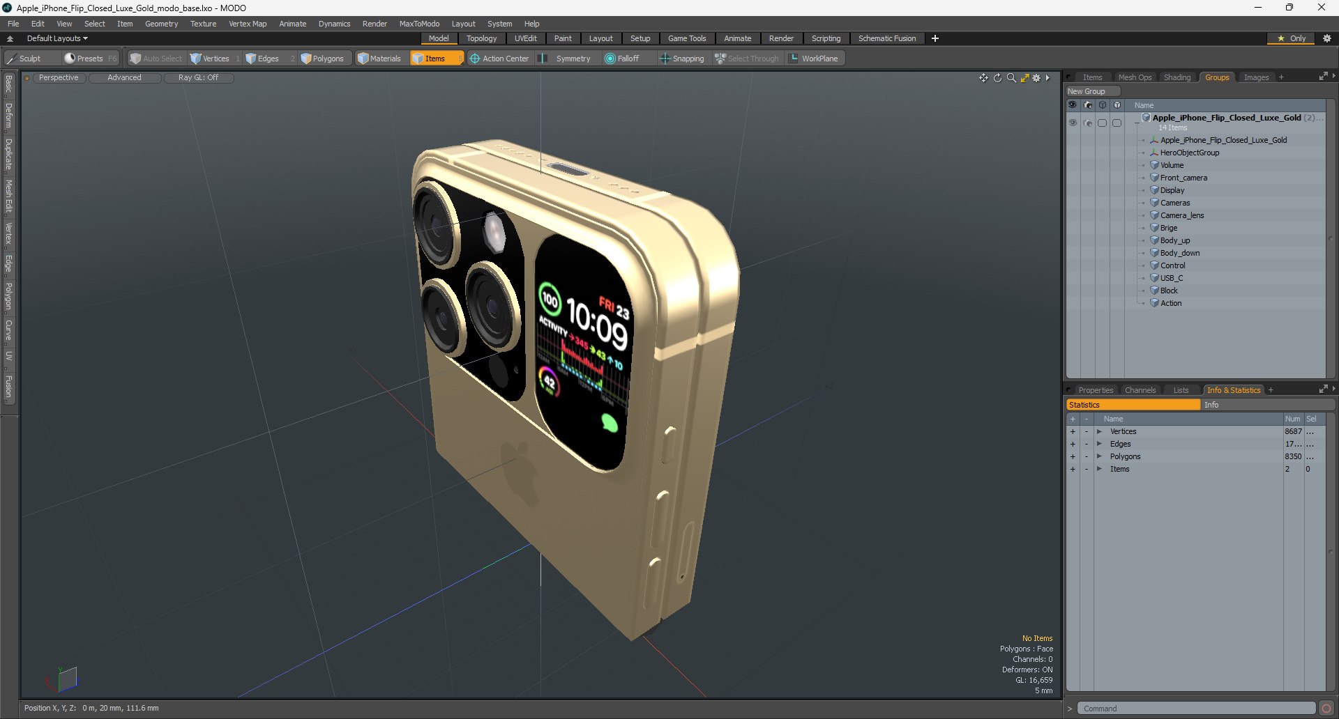 Apple IPhone Flip Closed Luxe Gold Model - TurboSquid 2318909
