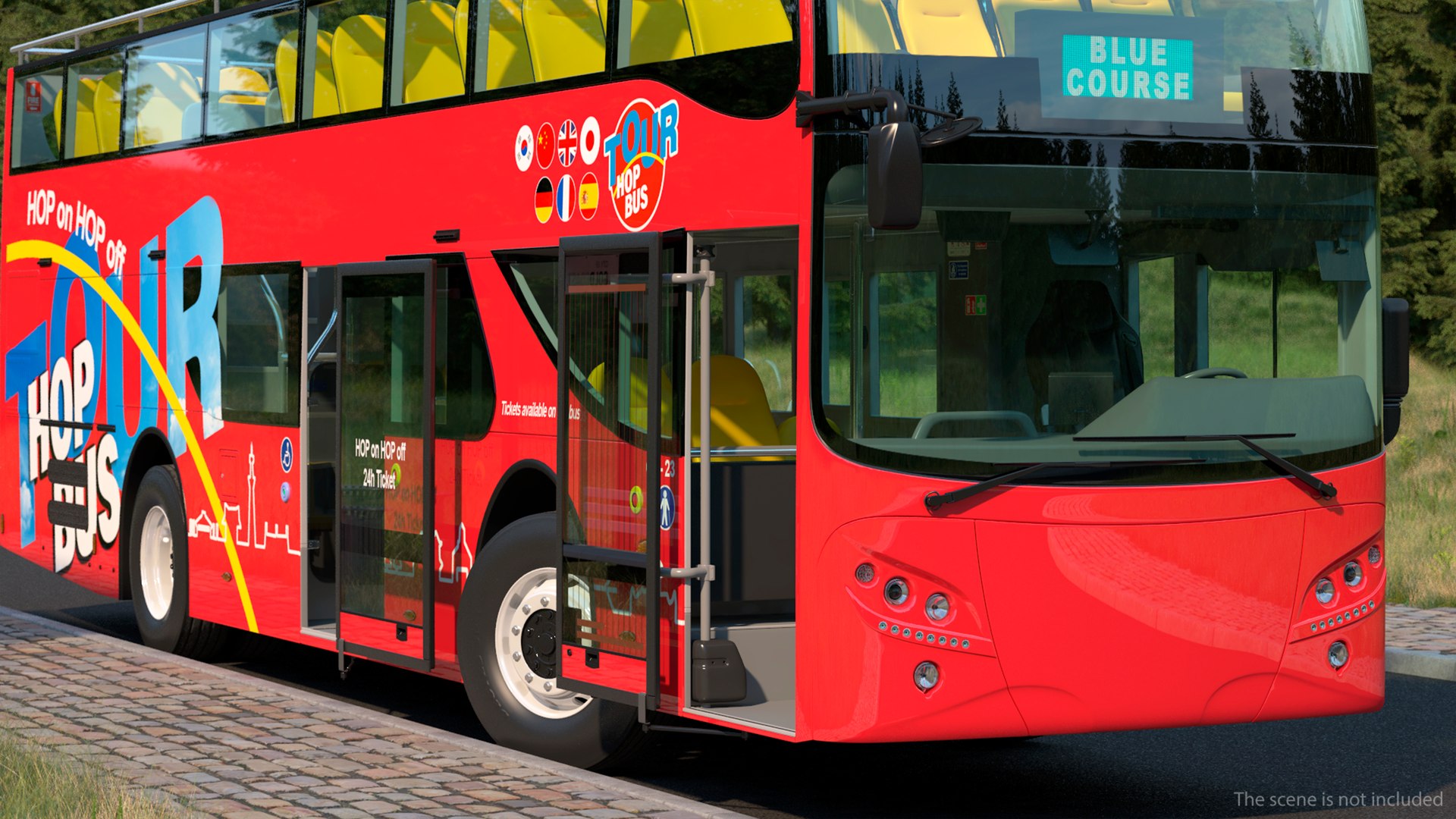 Open Top Double Decker Hop On Off Tour Bus Rigged for Cinema 4D 3D ...