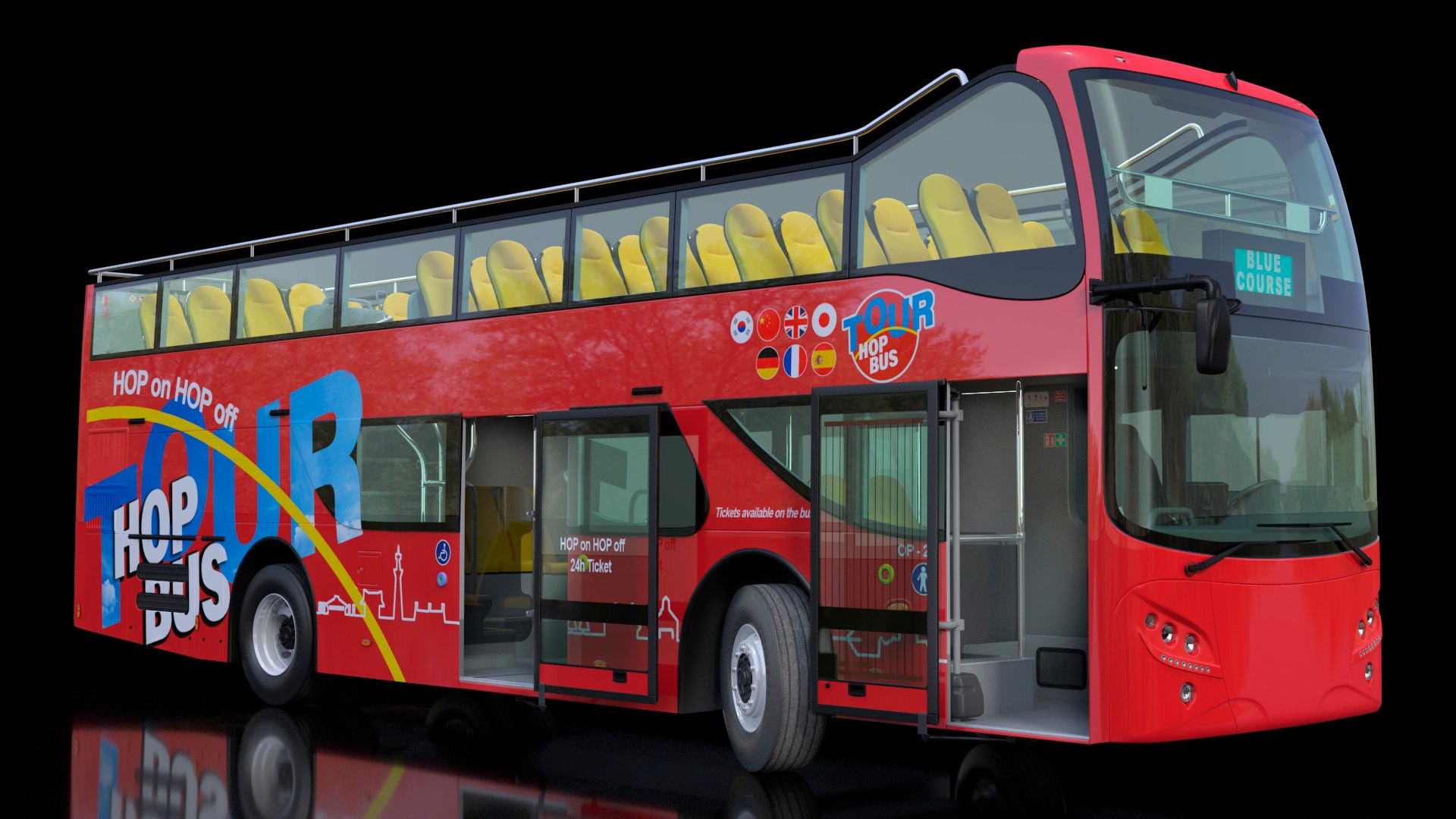 Open Top Double Decker Hop On Off Tour Bus Rigged for Cinema 4D 3D ...