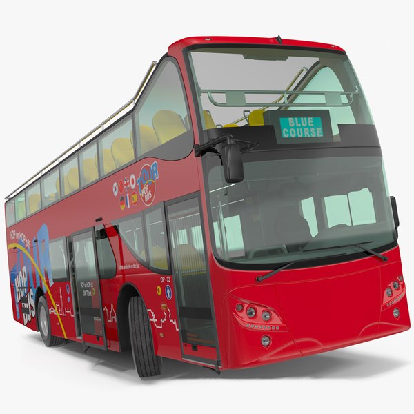 modelo 3d Autobús turístico de dos pisos con techo descubierto ...