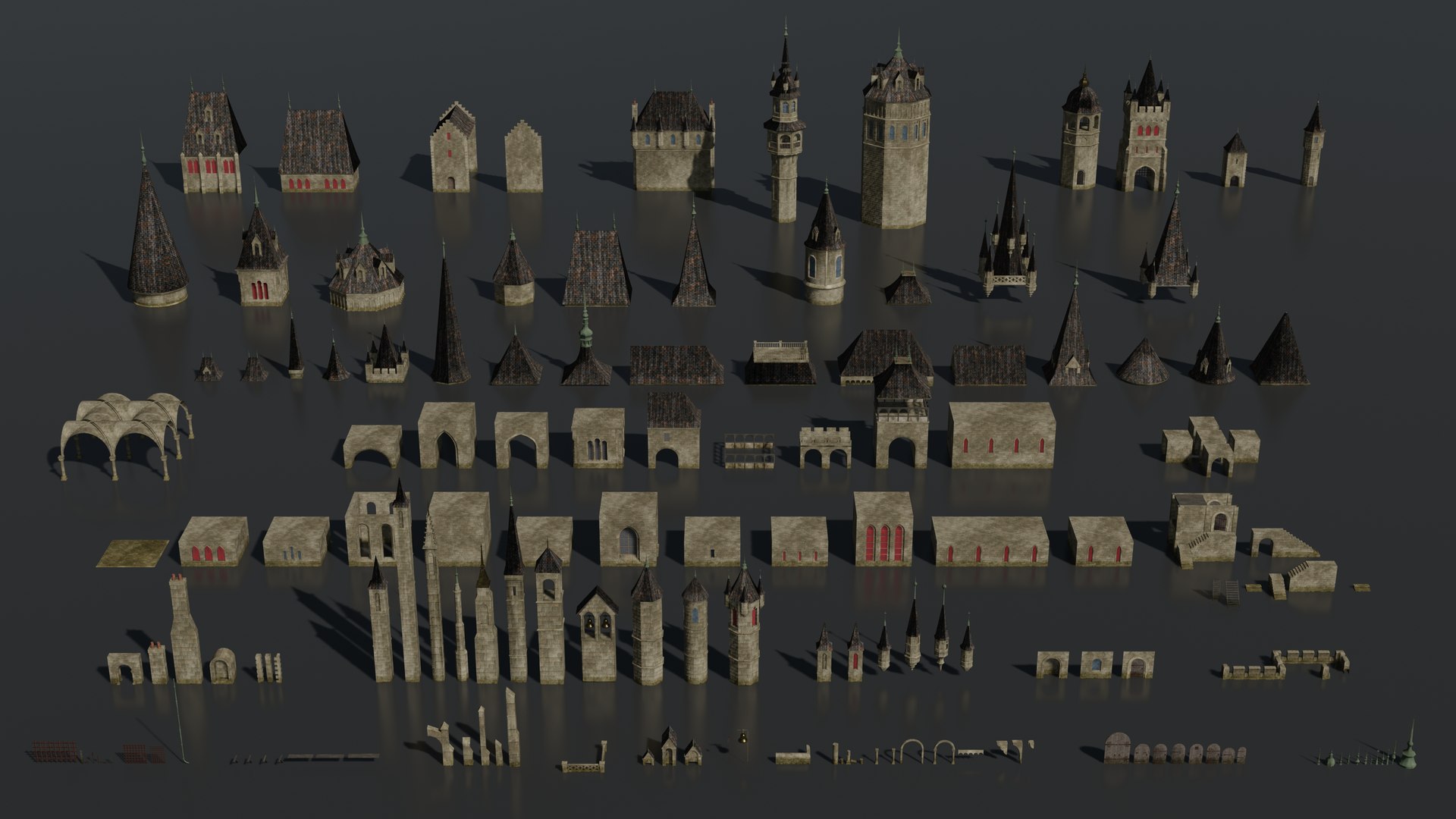 Medieval Kitbash Castle City Set 3D model - TurboSquid 1795189