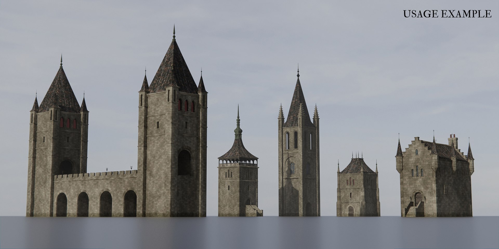 Medieval Kitbash Castle City Set 3D model - TurboSquid 1795189
