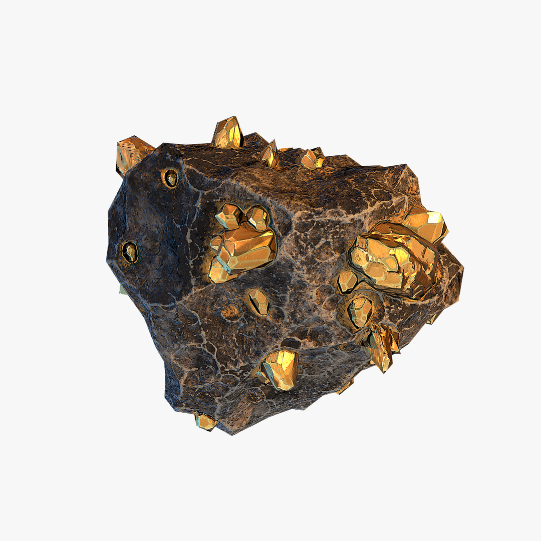 3d meteor ore gold model