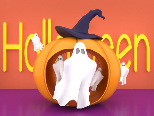 Creative ghost ghost wizard hat wizard hat pumpkin 3D model ...