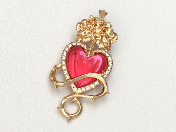 rose heart pendant obj