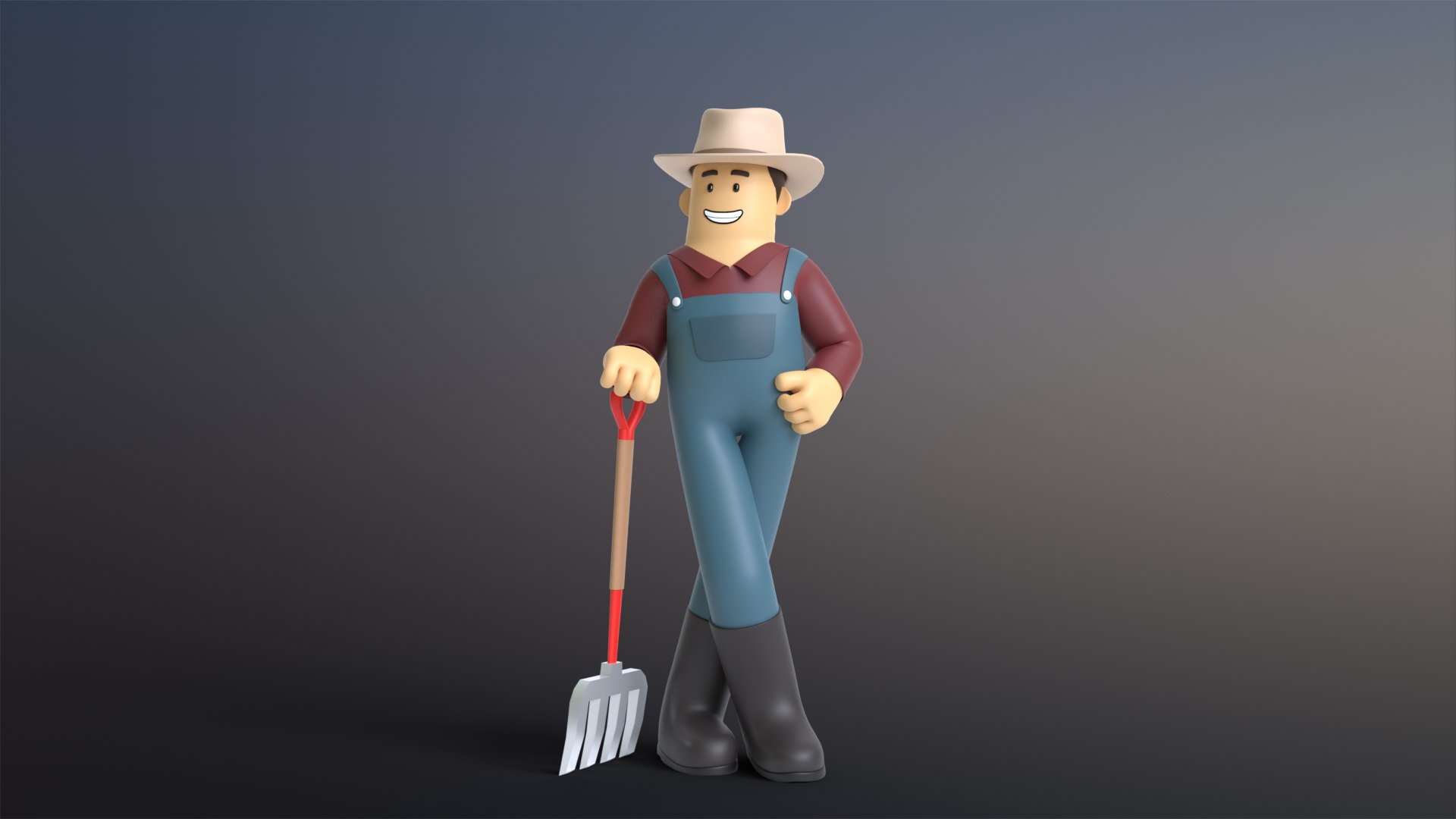Minimal Farmer Cartoon Character Model - TurboSquid 2090250