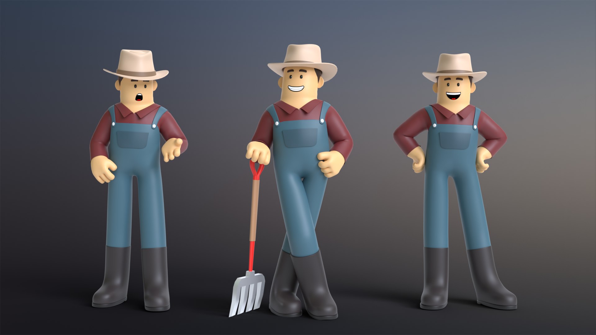 Minimal Farmer Cartoon Character Model - TurboSquid 2090250