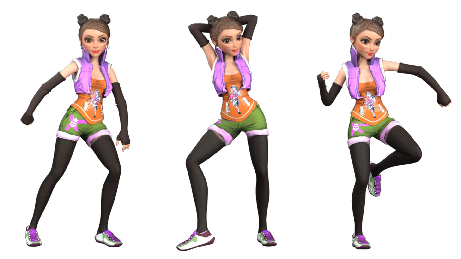 Cartoon Rigged Cute Dancer Girl-Saluny Character 3D Model 3D ...