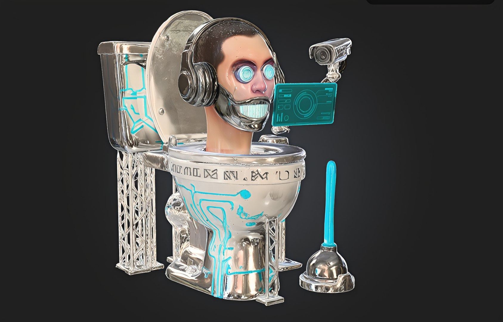 Free Skibidi Toilet Cyber Sentinel 3D Printable Meme Sci Fi Character ...