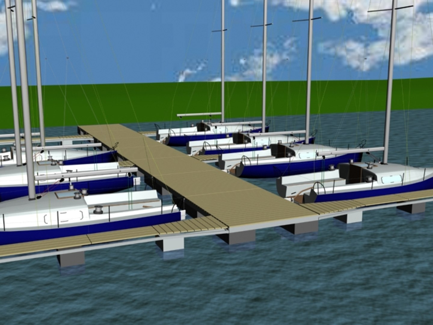 3d Model Of Marina Port Sailing