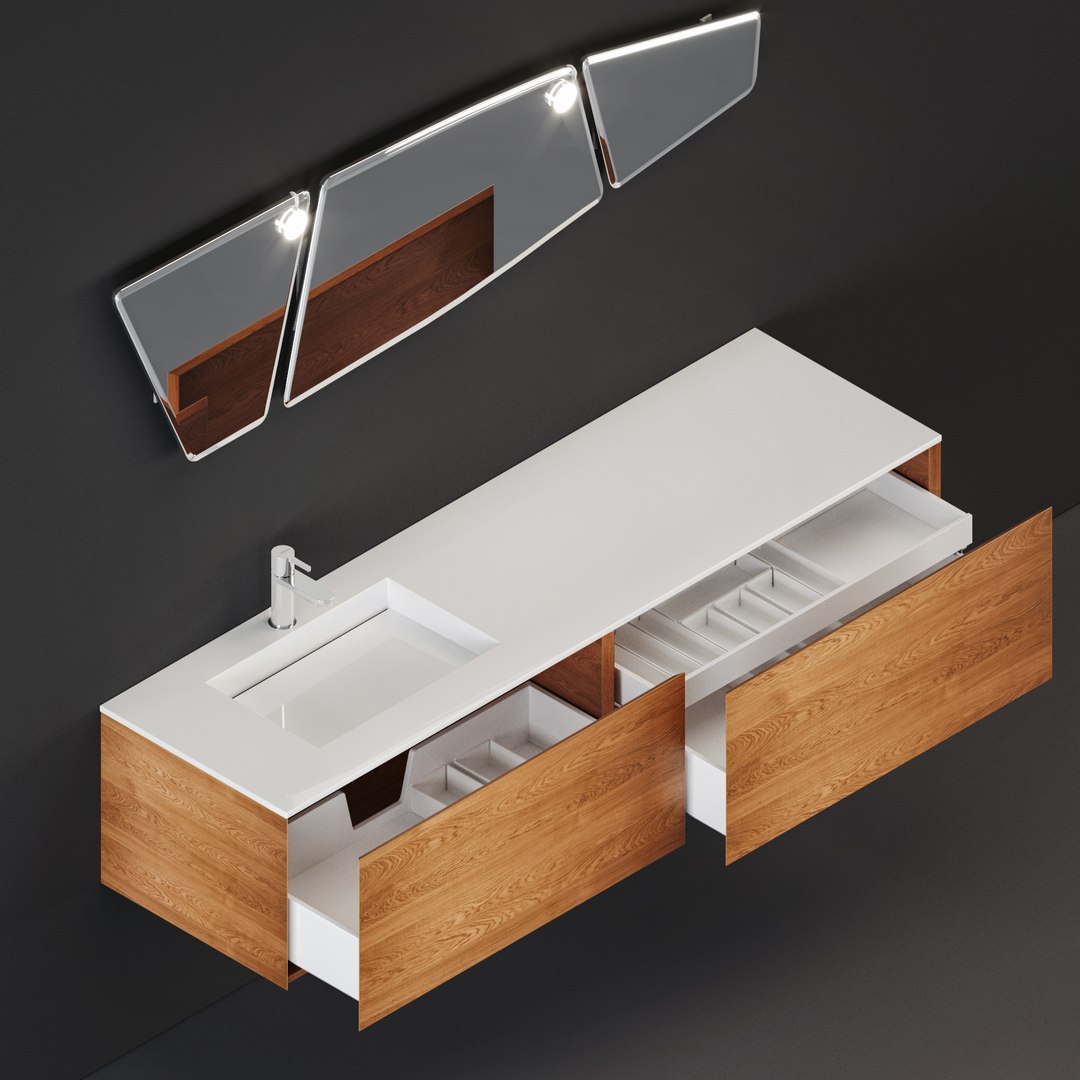 3D Arblu Lineo Vanity Unit With Doors Model - TurboSquid 2185773