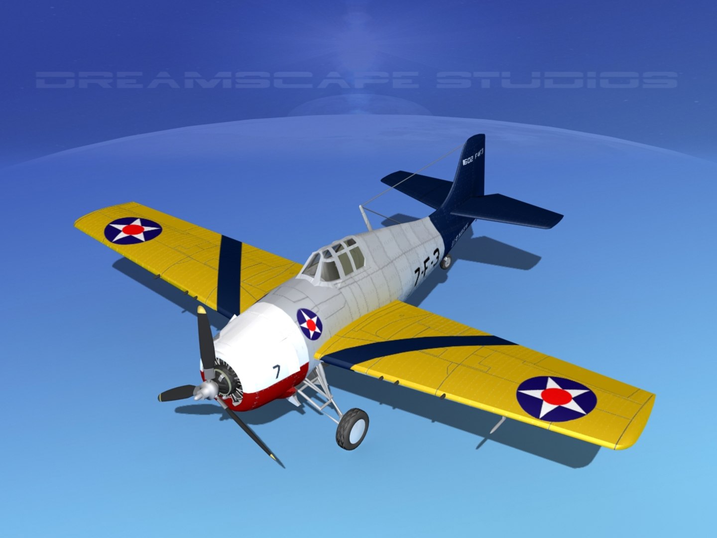 3d Model Of Grumman F4f-3 Fighter Aircraft