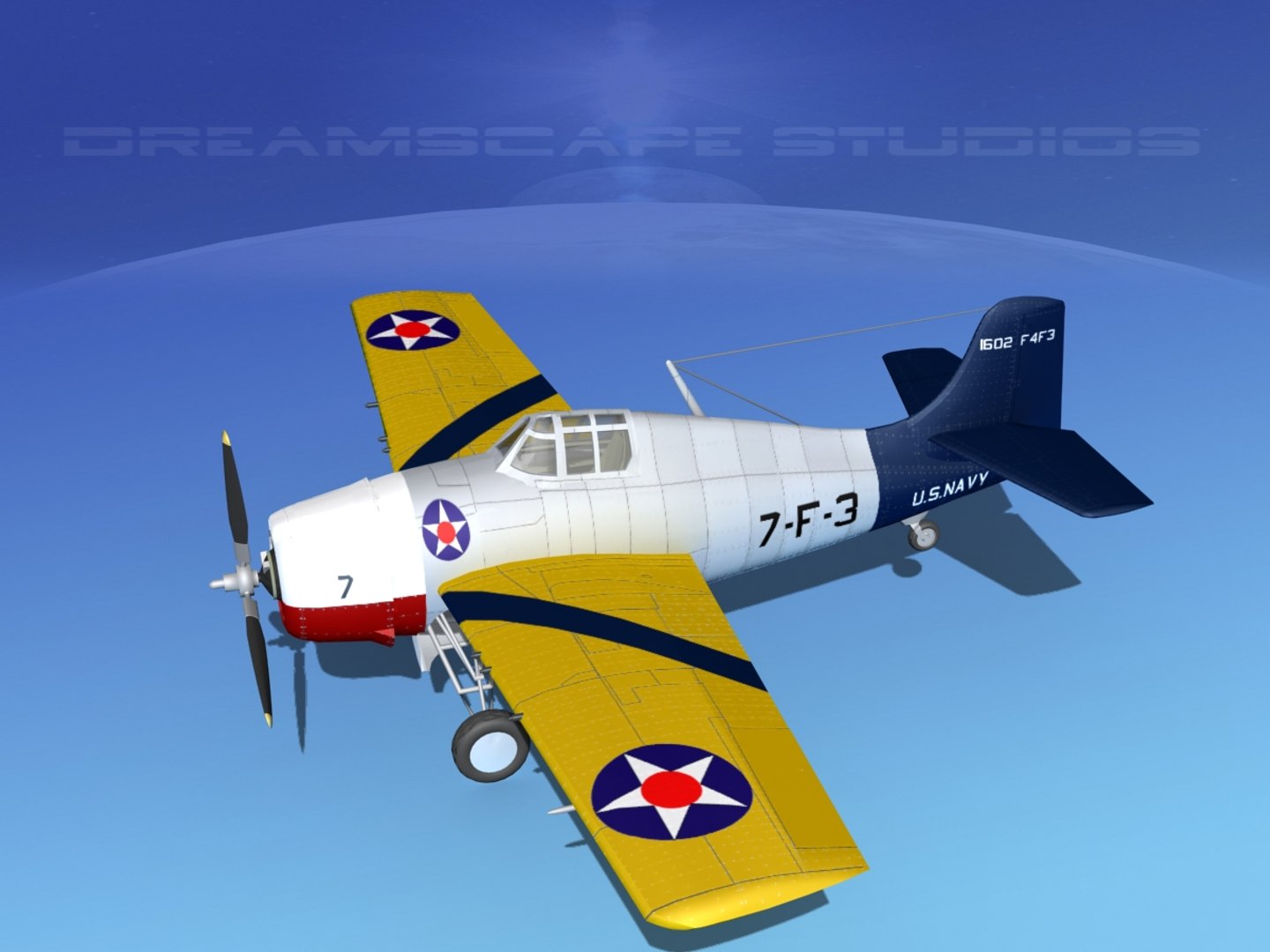 3d Model Of Grumman F4f-3 Fighter Aircraft