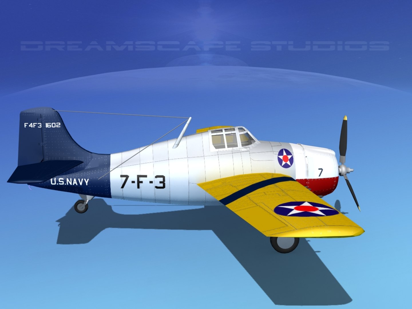 3d Model Of Grumman F4f-3 Fighter Aircraft