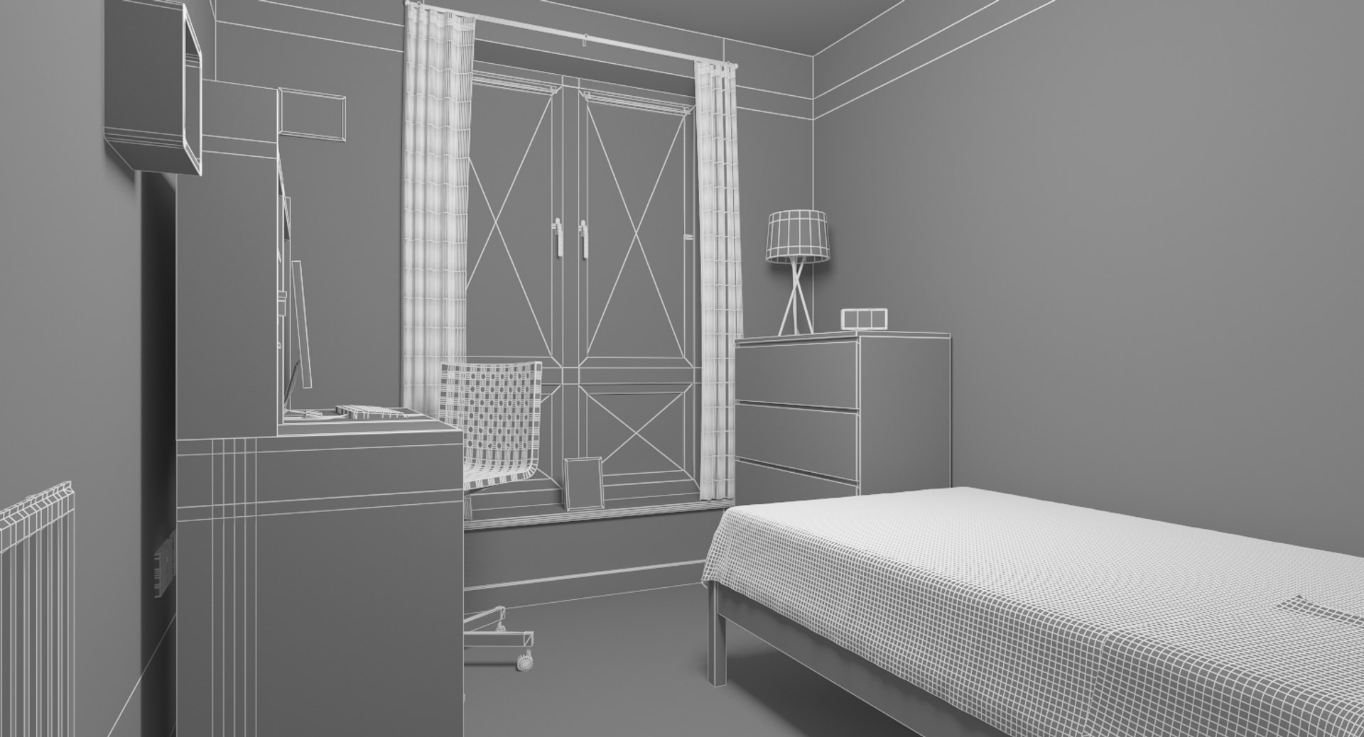 3D Model Small Bedroom Interior - TurboSquid 1341190