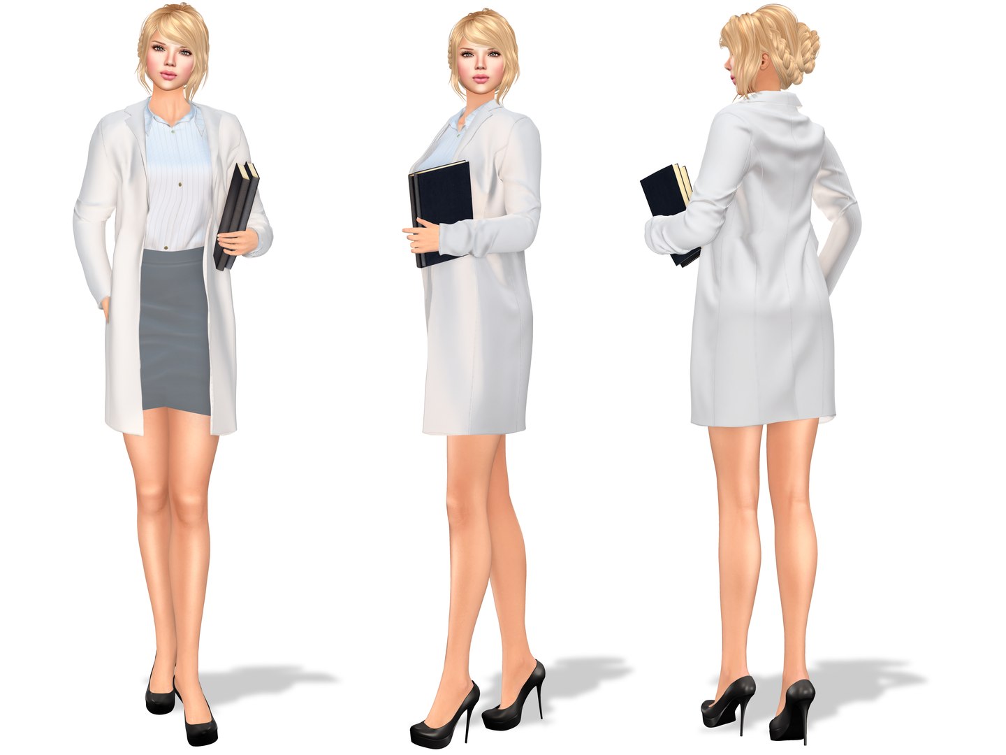 3D Women Full Scientist Lab Outfit Model - TurboSquid 1940631
