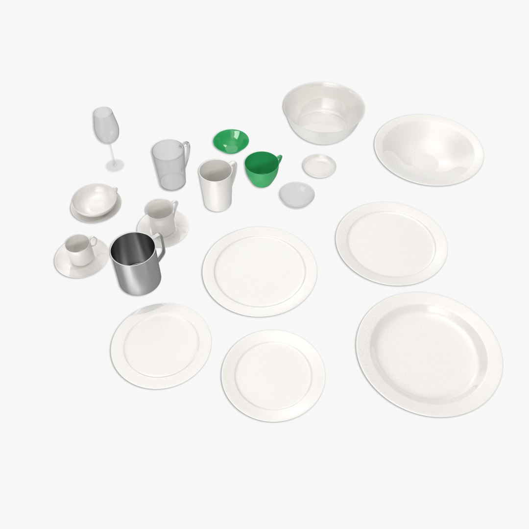 3D Set Of Dishes - TurboSquid 2225456