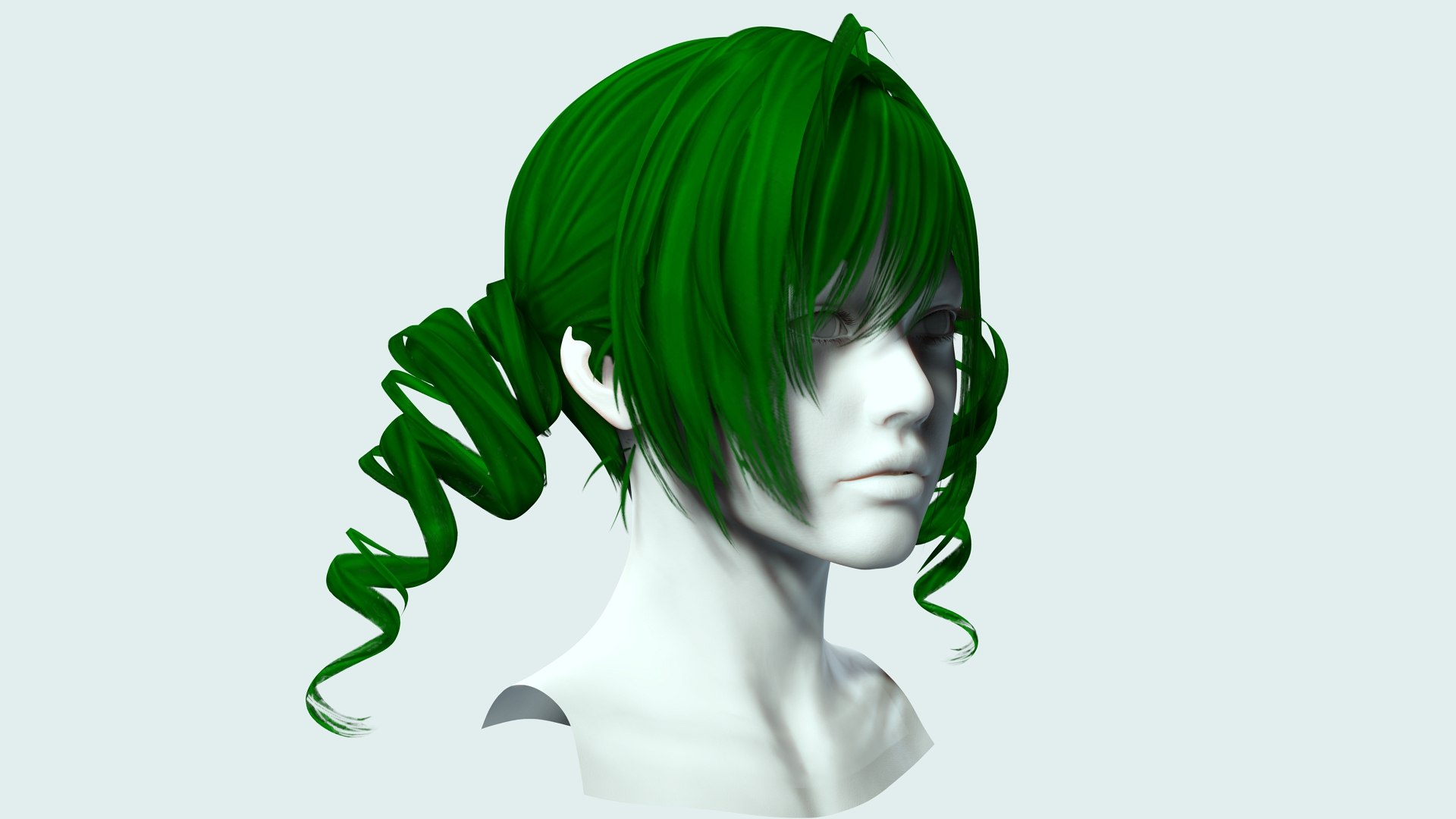 3D Female Hair- Spiral Spring Curly Pigtails - TurboSquid 2226205