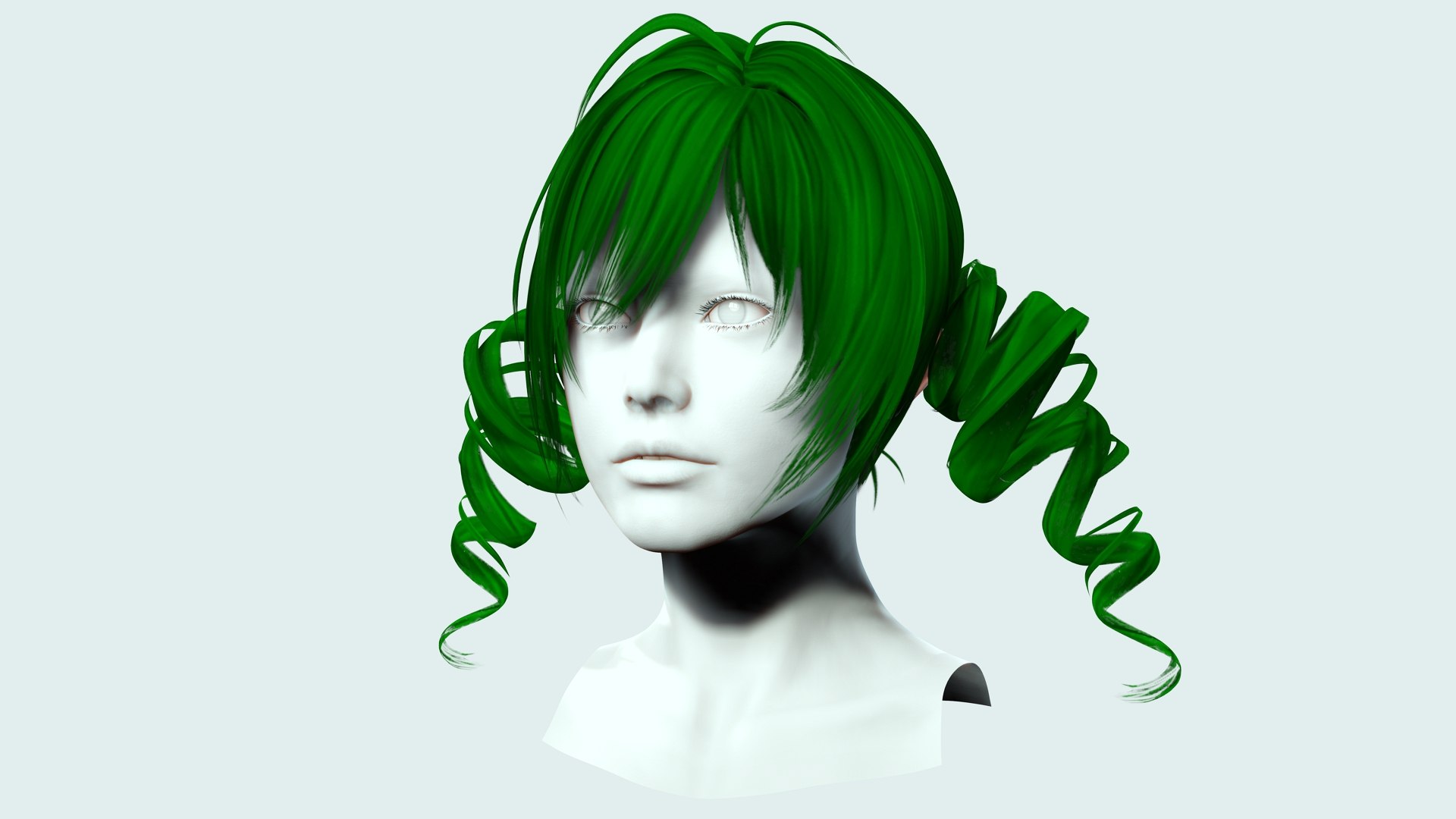 3D Female Hair- Spiral Spring Curly Pigtails - TurboSquid 2226205