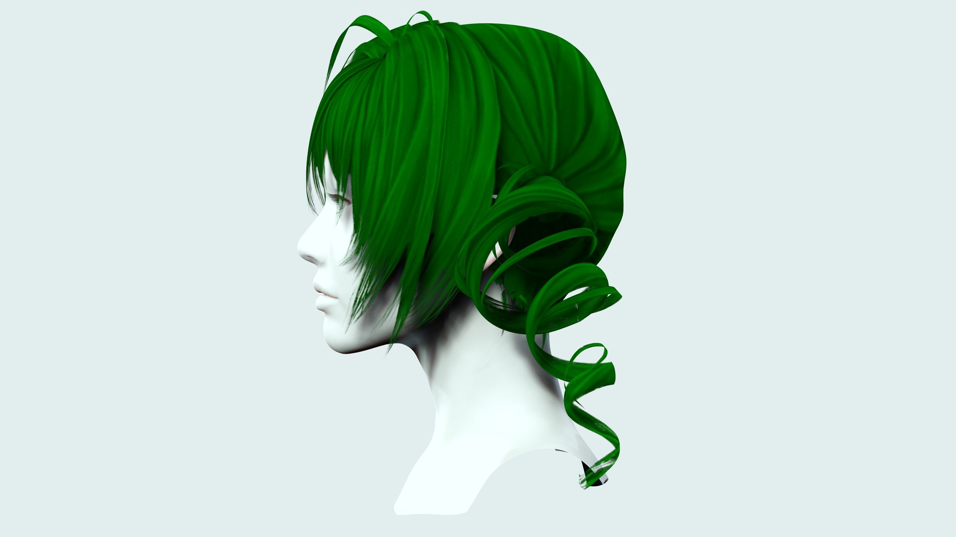 3D Female Hair- Spiral Spring Curly Pigtails - TurboSquid 2226205