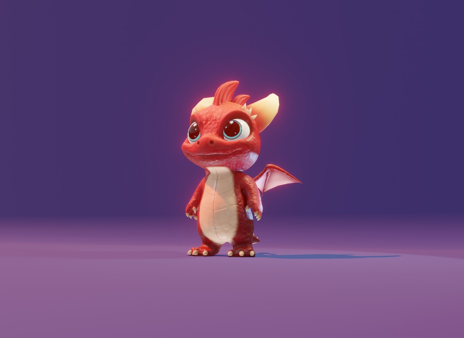 Cartoon Baby Dragon Low-poly 3D Model Red 3D Model - TurboSquid 2255136