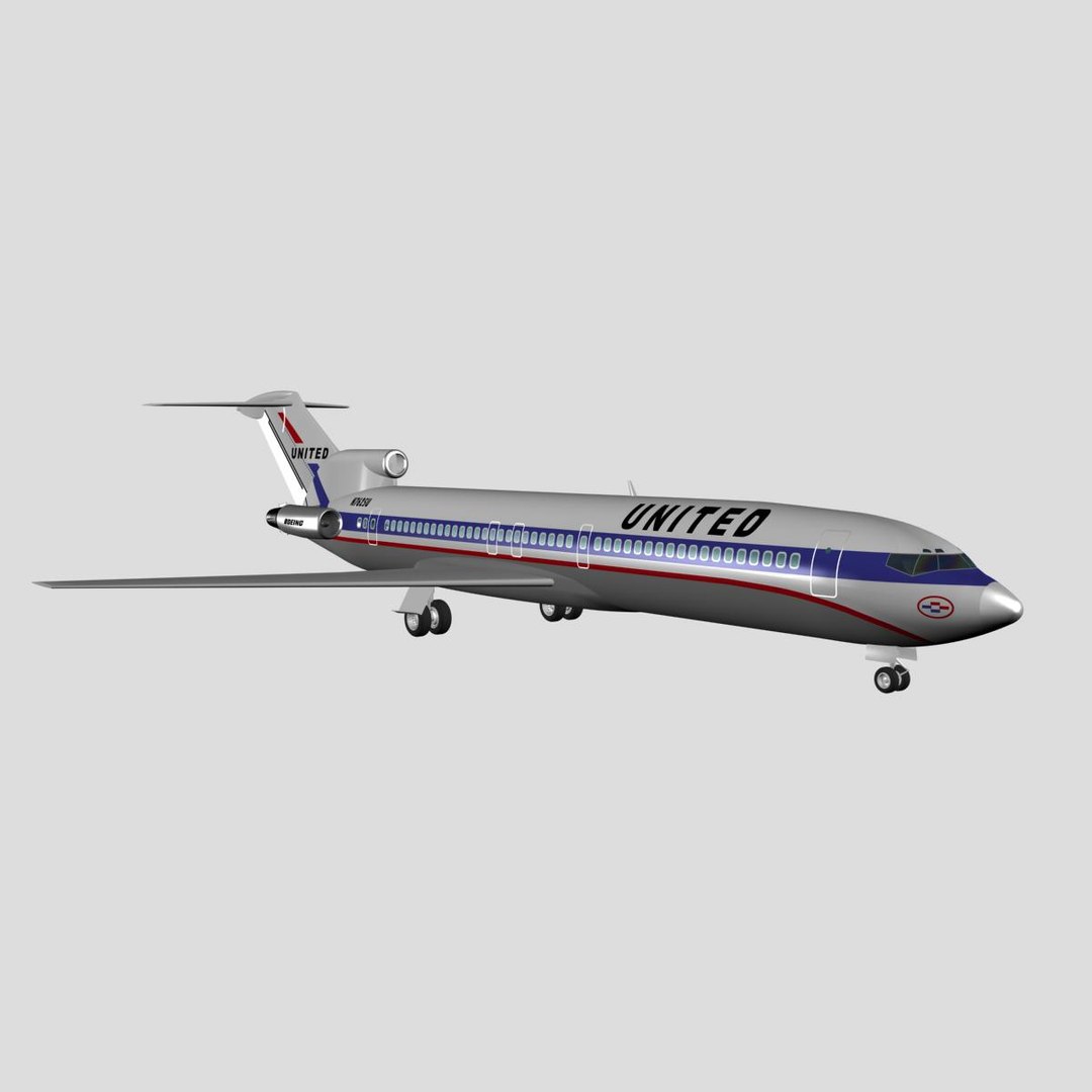 3d Model United Airlines 727-222 727