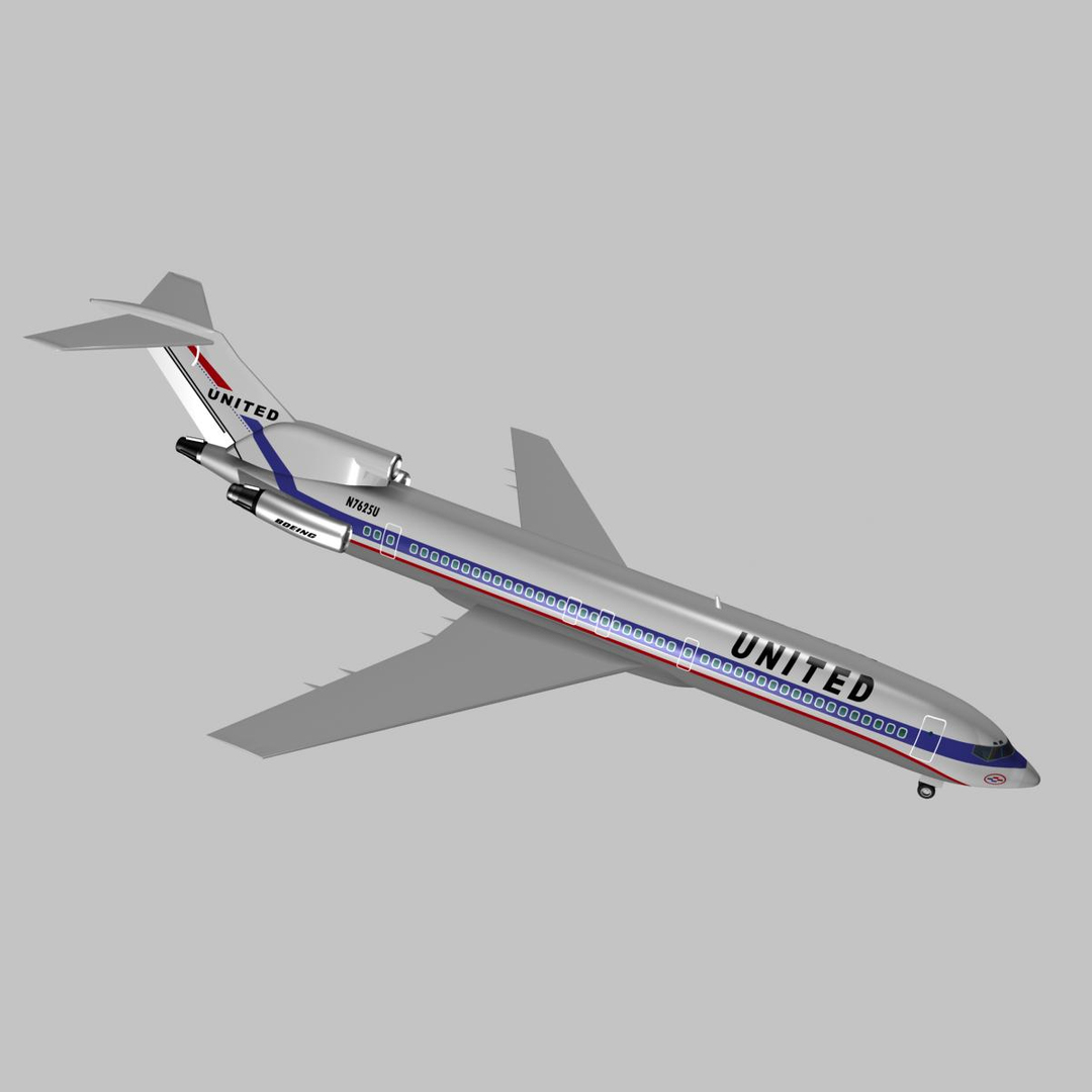 3d model united airlines 727-222 727