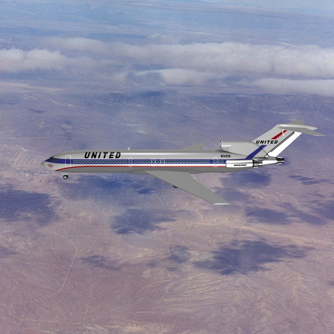 3d Model United Airlines 727-222 727