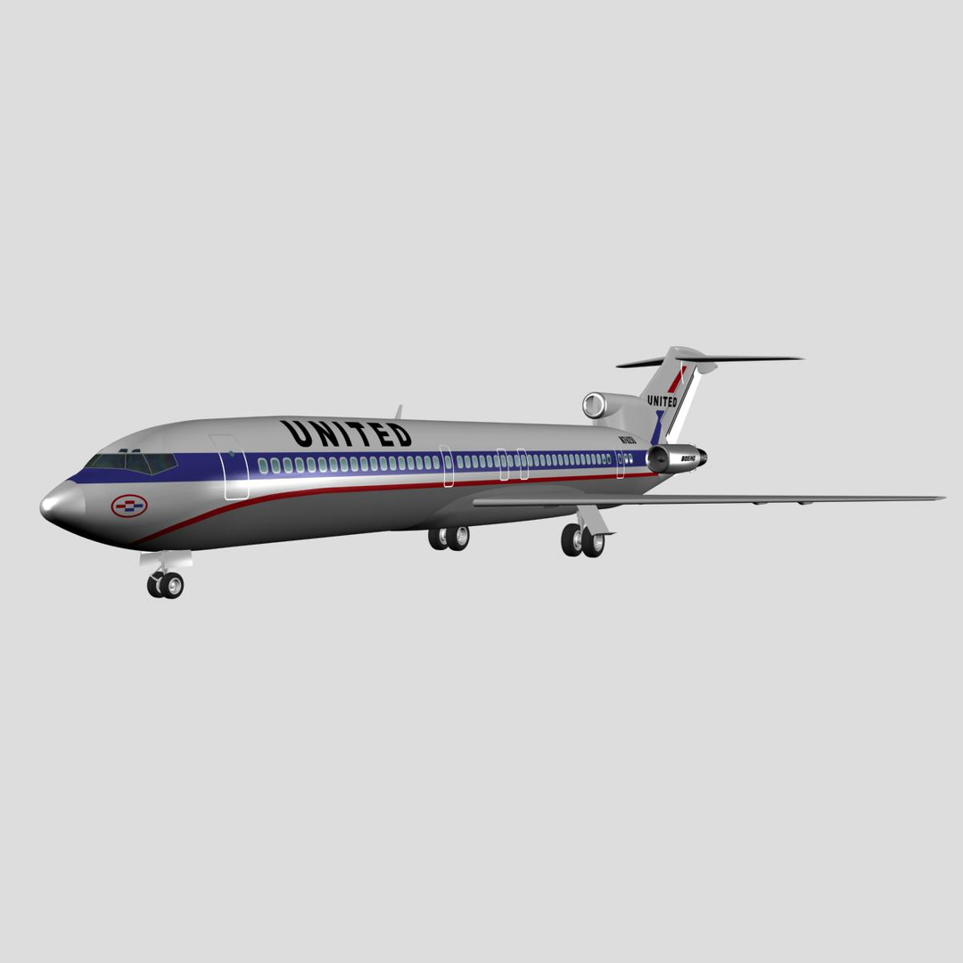 3d model united airlines 727-222 727