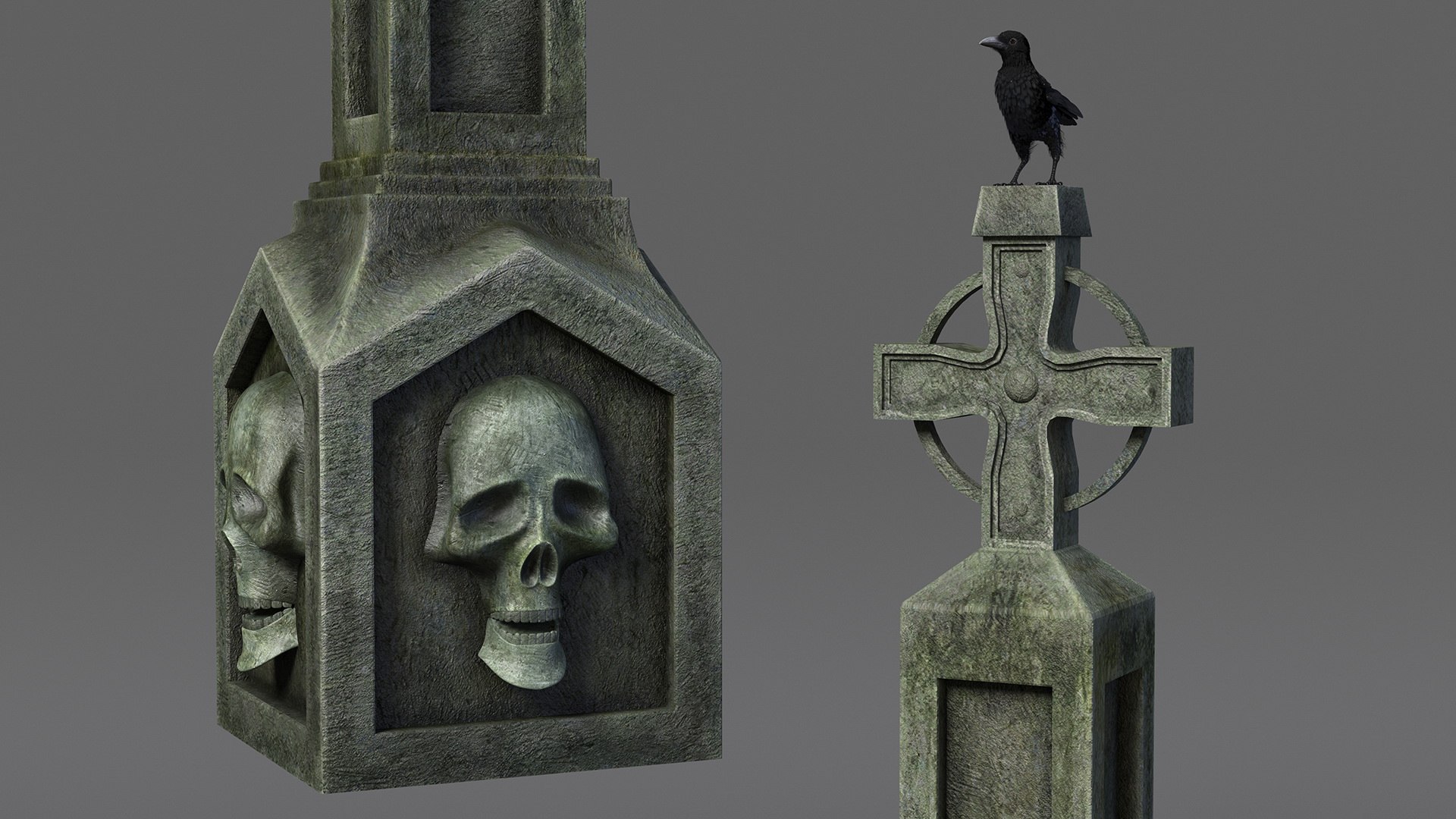 Raven On Halloween Tombstone Model - TurboSquid 2115667