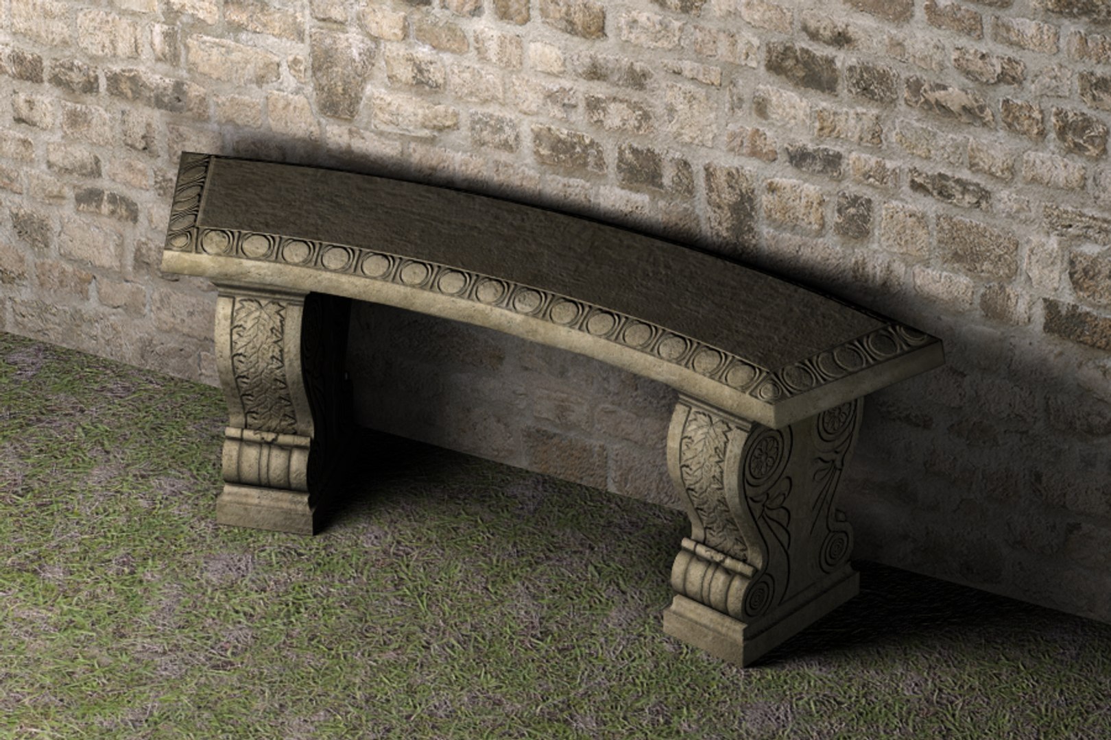 3d stone bench model